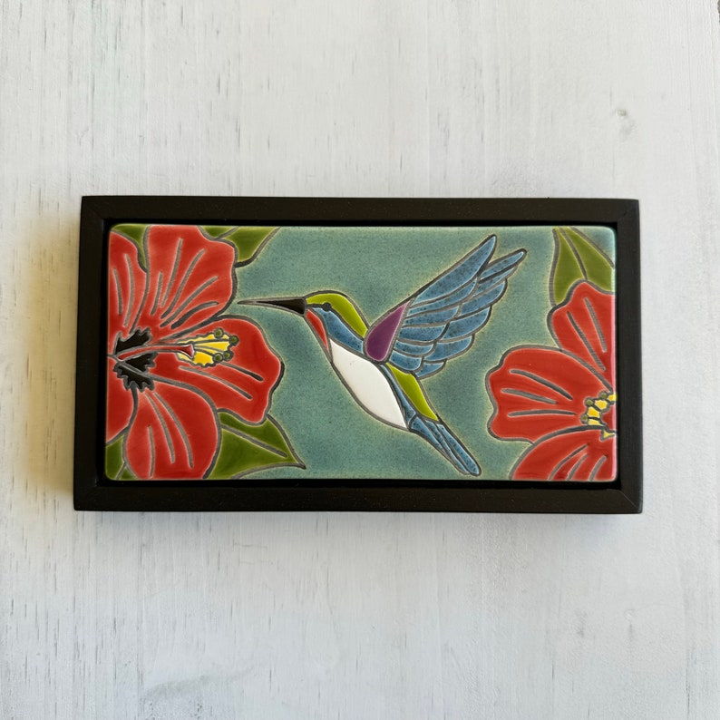 framed 3"x6" hummingbird tile – Elizabeth Cahill By Hand